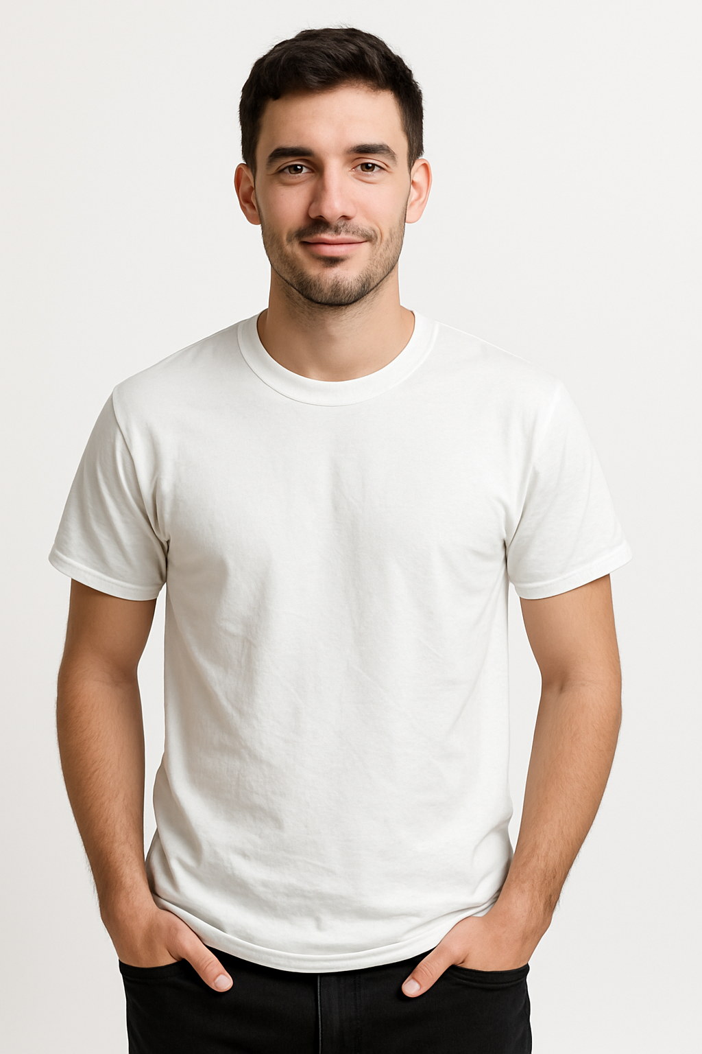 FSBN Classic White Crew Neck T-Shirt – Men’s Regular Fit – highend-eg